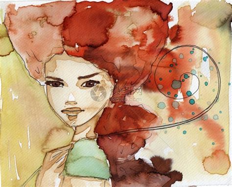 水彩插图描绘一个年轻女孩的幻想肖像插画图片下载 正版图片502732557 摄图网