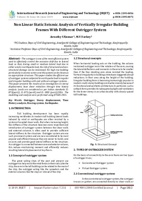 Pdf Irjet Non Linear Static Seismic Analysis Of Vertically Irregular