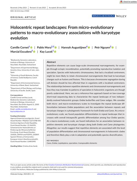 Pdf Holocentric Repeat Landscapes From Micro Evolutionary Patterns To Macro Evolutionary