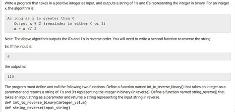 Solved Write A Program That Takes In A Positive Integer As Input And Outputs A String Of 1s