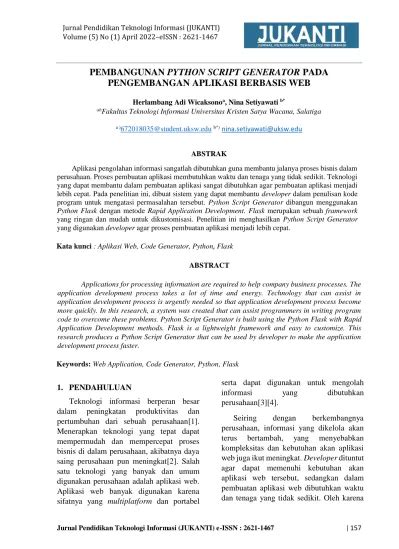 Pembangunan Python Script Generator Pada Pengembangan Aplikasi Berbasis Web