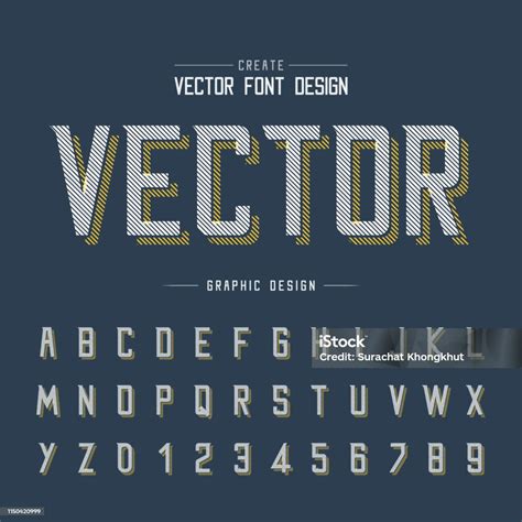 선 형식 그림자 및 그래픽 알파벳 벡터 현대 서체 및 문자 번호 텍스트 디자인 3차원 형태에 대한 스톡 벡터 아트 및 기타