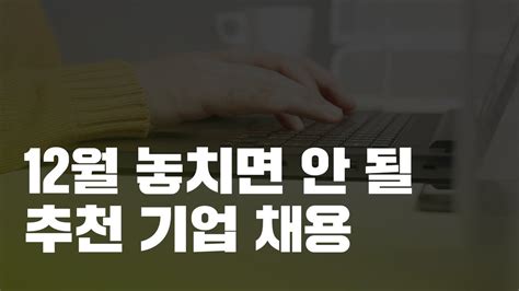 12월 추천 기업 채용 중견기업 스타트업 인턴 신입 Youtube