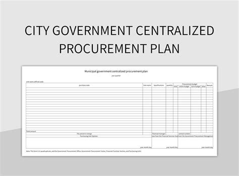 City Government Centralized Procurement Plan Excel Template 57 Off