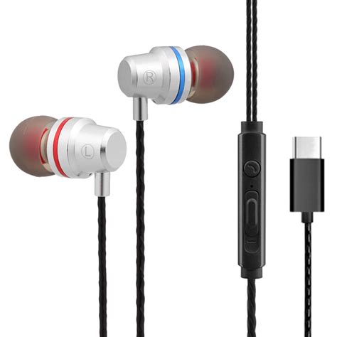 USB Type C In Ear Wired Earphone Headset USB C Earphone Earbuds In Line Control W Mic For