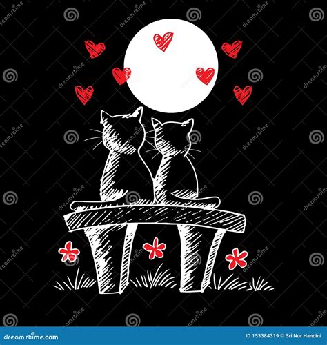 Dos Gatos Lindos En Amor Ilustración Del Vector Ilustración De Amor 153384319