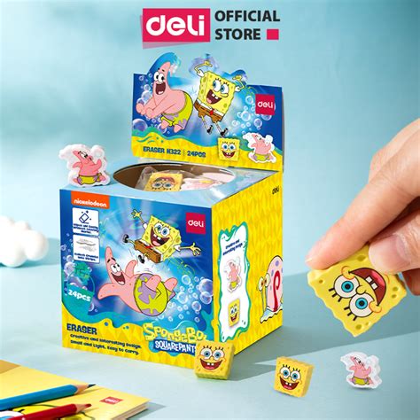 Set Of 2 Cute Spongebob Deli Eraser Erasers With Few Crumbs And No Abrasion On Paper With