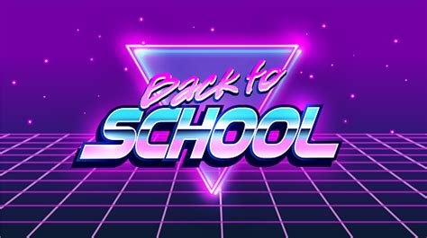 학교로 돌아가기 수평 네온 신디사이저 웨이브 또는 모든 학년을 위한 80년대 스타일 템플릿 완전히 인쇄 가능 0명에 대한 스톡 벡터 아트 및 기타 이미지 Istock