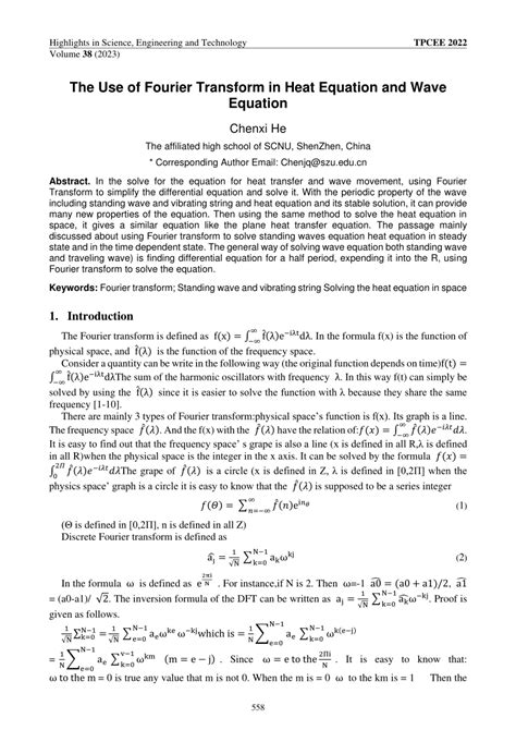 Pdf The Use Of Fourier Transform In Heat Equation And Wave Equation