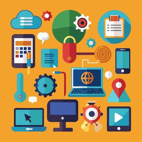 Colorful Icons Representing Various Digital Devices And Elements Premium Ai Generated Vector