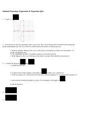 Rational Functions Quiz 1 Docx Rational Functions Expressions Equations Quiz 1 Graph Y