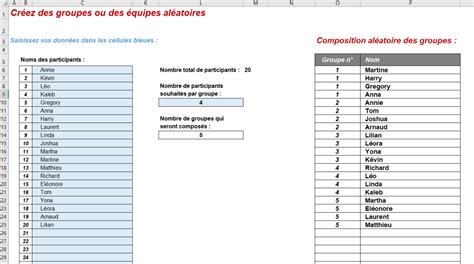 Créer Des Groupes Aléatoires Sur Excel Application Gratuite