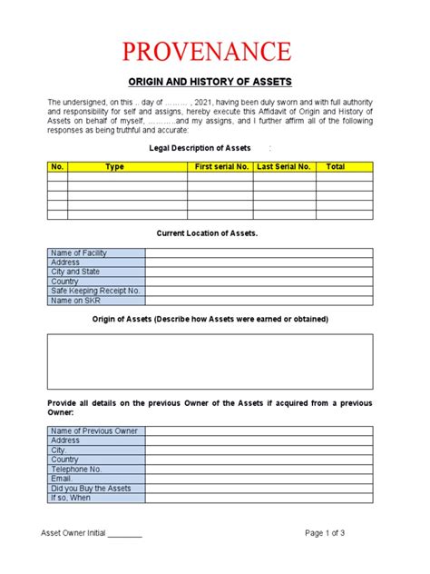 Provenance Document Download Free Pdf Affidavit Justice