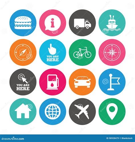 Set Of Navigation And Gps Icons Stock Vector Illustration Of Geography Pointer 98928479