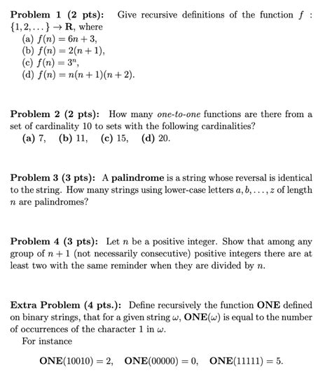 Solved Problem Pts Give Recursive Definitions Of The Chegg