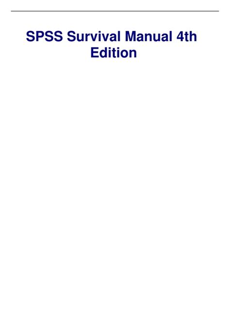 Spss Survival Manual 4th Edition Spss Stuvia Us