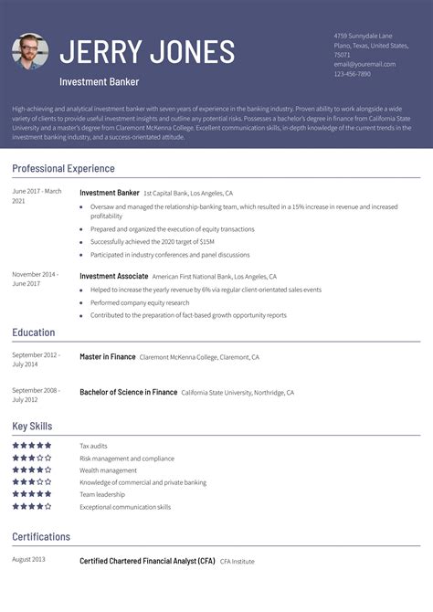 Investment Banking Resume Examples And Templates For 2025