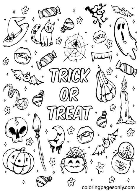 Trick Or Treat To Color Free Printable Coloring Pages