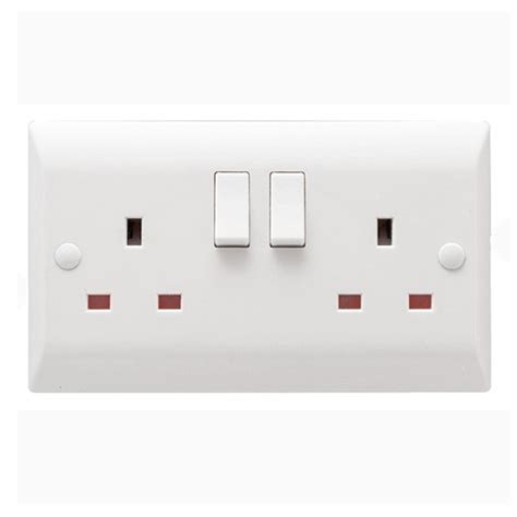 Hamilton Vogue White Gang A Mm Deep Double Pole Switched Socket With White Rockers Ukes