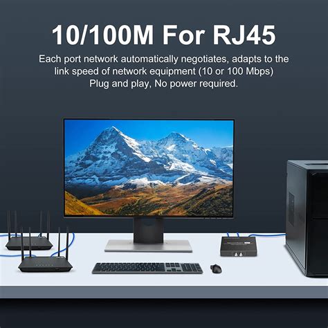 Network Switch Ethernet 2 Port Rj45 Box 2 In 1 Out Switcher Splitter Adapter 2×1 Or 1×2 10m 100m