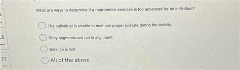 Solved What Are Ways To Determine If A Neuromotor Exercise