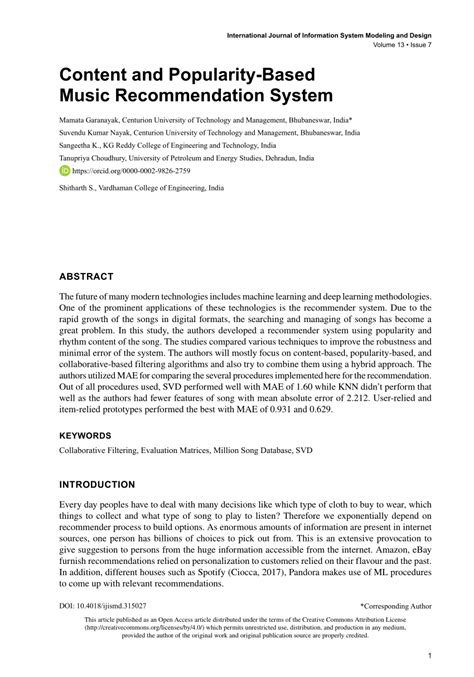 Pdf Content And Popularity Based Music Recommendation System
