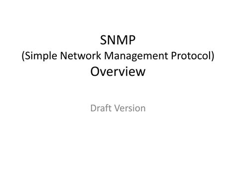 PPT SNMP Simple Network Management Protocol Overview PowerPoint Presentation ID