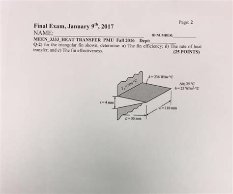 Solved For The Triangular Fin Shown Determine A The Fi