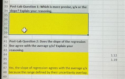Solved Post Lab Question 1 Which Is More Precise Yx