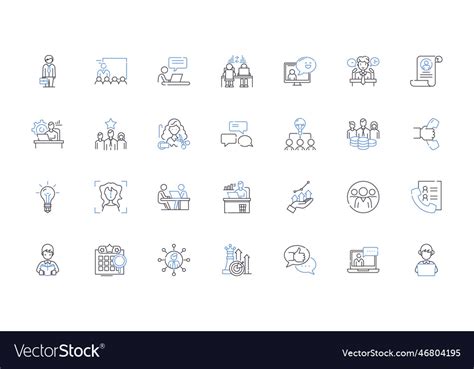 Job Procedure Line Icons Collection Process Vector Image