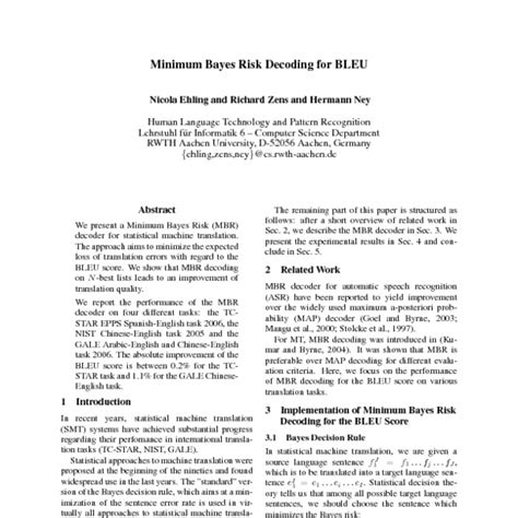 Minimum Bayes Risk Decoding For Bleu Acl Anthology