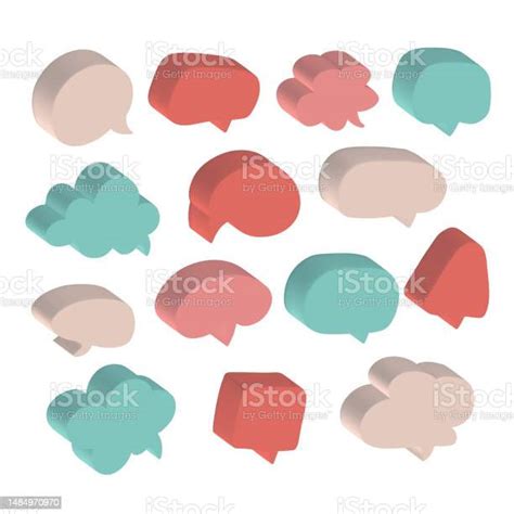 3d 다른 색상 말풍선 세트 소셜 미디어 채팅 메시지 아이콘 컬렉션 다양한 모양의 빈 텍스트 거품 댓글 대화 풍선 다른 모양의