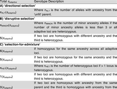 Descriptions Of The Three Fitness Schemes Imposed On Adaptive Loci