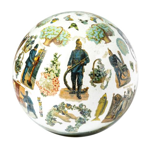 Large Decalcomania Glass Ball England Circa 1860 Holly Johnson