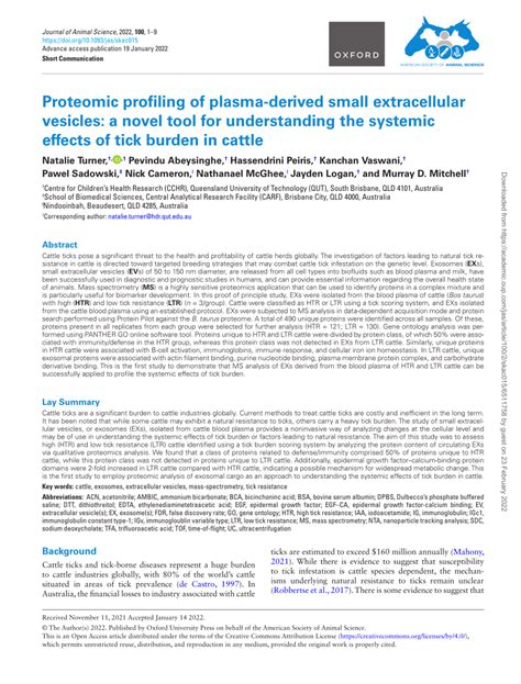 Pdf Proteomic Profiling Of Plasma Derived Small Extracellular