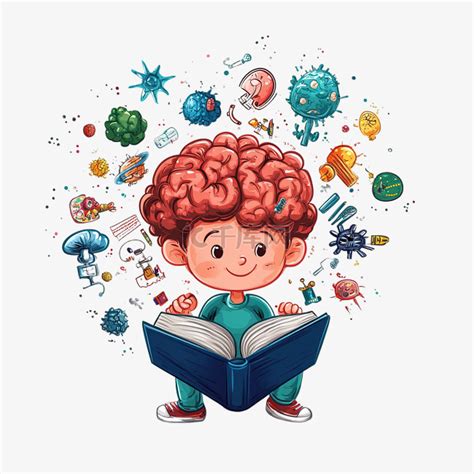 面向儿童和神经科学爱好者的教育卡通大脑素材图片免费下载 千库网
