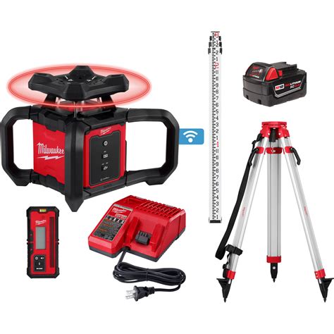 M18™ Red Exterior Rotary Laser Level Kit W Receiver Tripod And Grade Rod