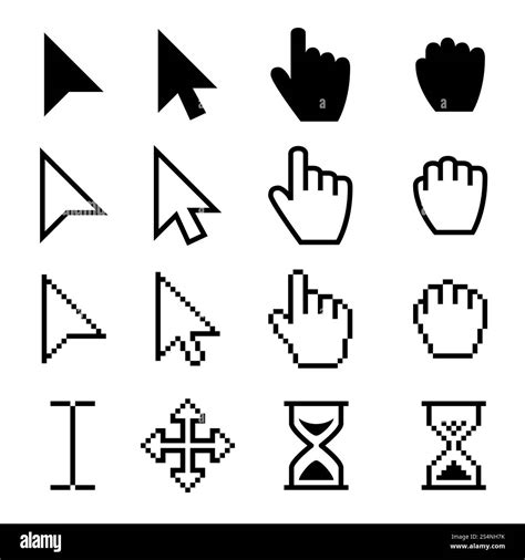 Arrow Web Cursors Digital Hand Pointers Vector Black Pictograms Arrow Cursor Pixel Digital