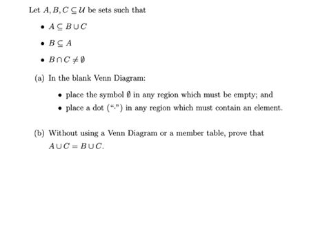Solved Let A B C U Be Sets Such That A B C B A B C Chegg Com