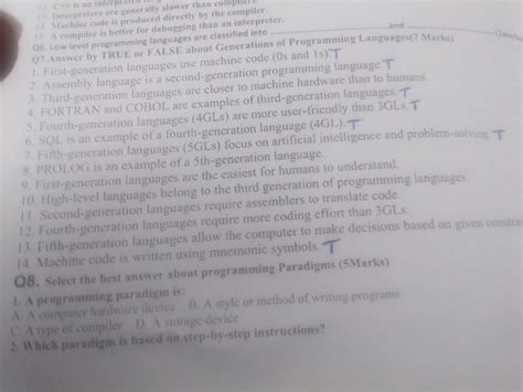 Q6 Low Level Programming Languages Are Classified Into And Q7 Ans