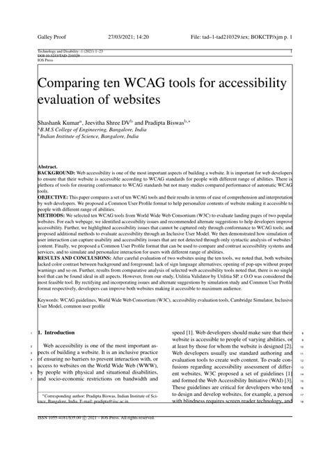 Pdf Comparing Ten Wcag Tools For Accessibility Evaluation Of Websites