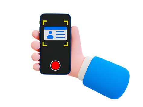 3d Minimal Id Card Scanning Identity Verification Concept Hand Holding A Smartphone With A