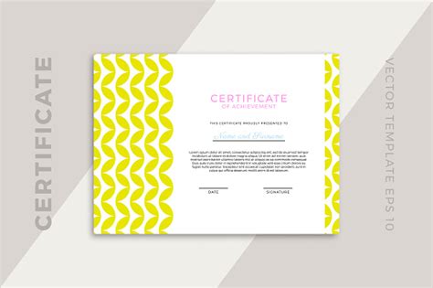 창조적 인 기하학적 패턴으로 졸업 또는 코스 완료를위한 현대 비즈니스 디플로마 템플릿 트렌디 한 디자인의 감사 수평 모형의
