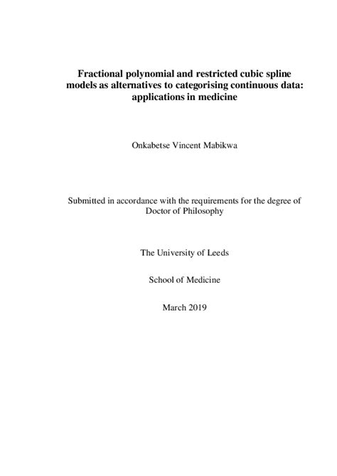 Pdf Fractional Polynomial And Restricted Cubic Spline Models As Alternatives To Categorising