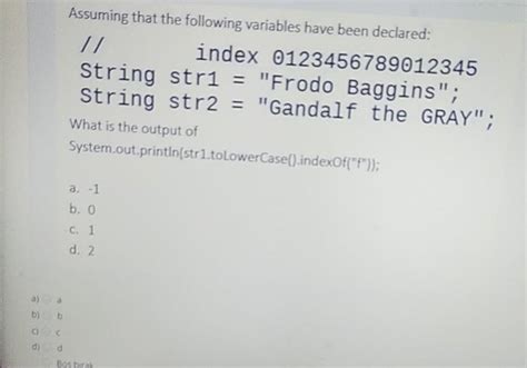 Solved Assuming That The Following Variables Have Been