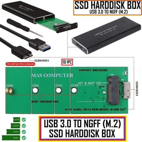 Jual Kesing Hardisk SSD M 2 NGFF To USB 3 0 ENCLOSURE SSD M2 NGFF Case Box Jakarta Pusat MAS