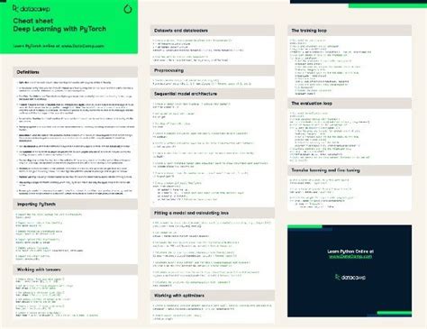 Deep Learning With Pytorch Cheat Sheet Softarchive