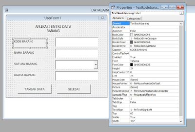 Aplikasi Komputer Membuat Form Isian Data Entri Data Barang VBA Excel