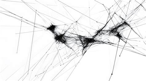Abstract Black And White Interconnected Lines And Dots Premium Ai Generated Image