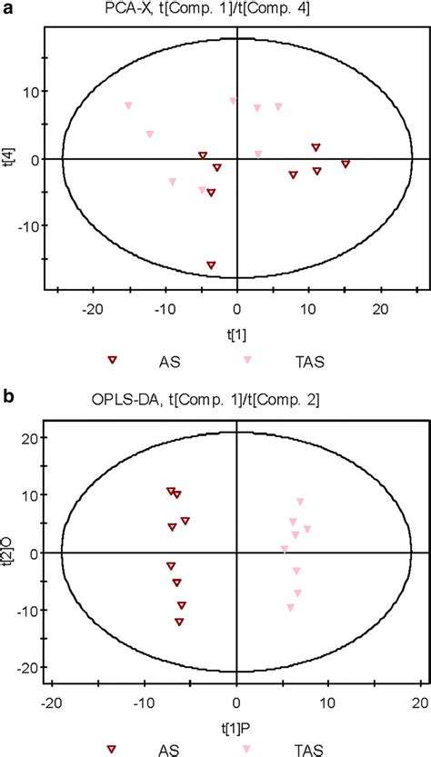 The Pca Scores Plot And Opls Da Scores Plot Between As Group And Tas